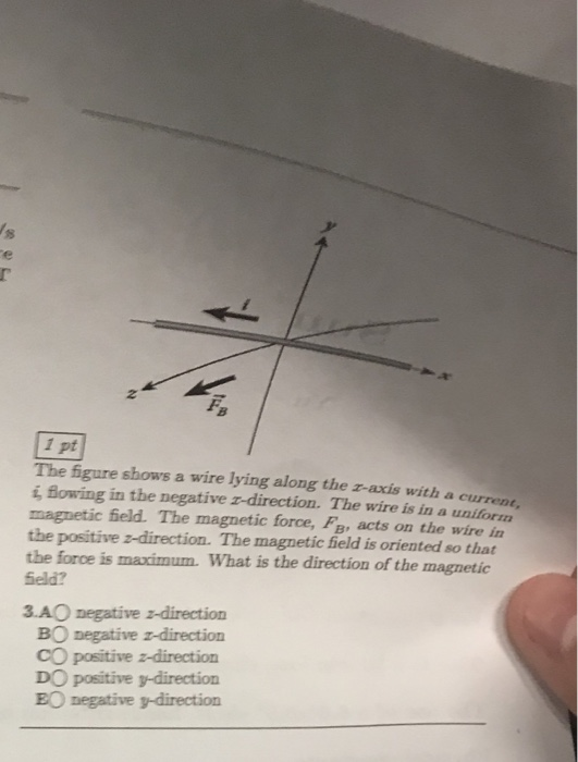 Solved 2 7 pt The figure shows a wire lying along the z-axis | Chegg.com
