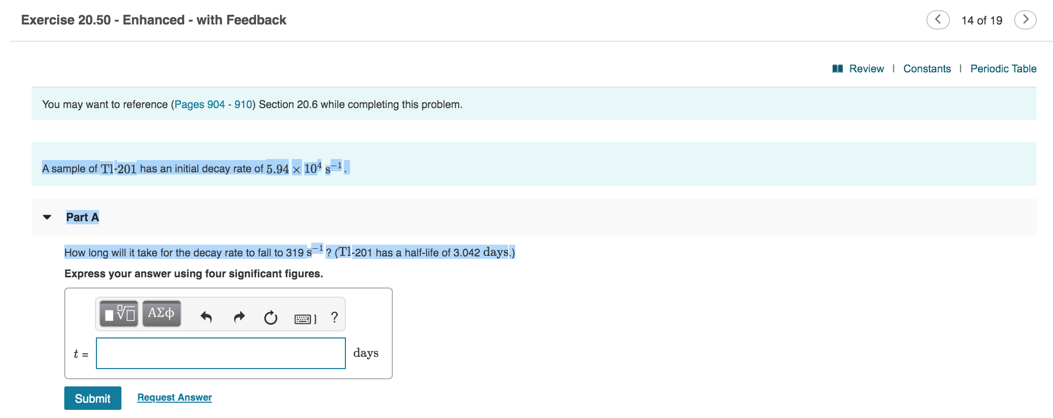 Solved A sample of Tl-201 has an initial decay rate of | Chegg.com