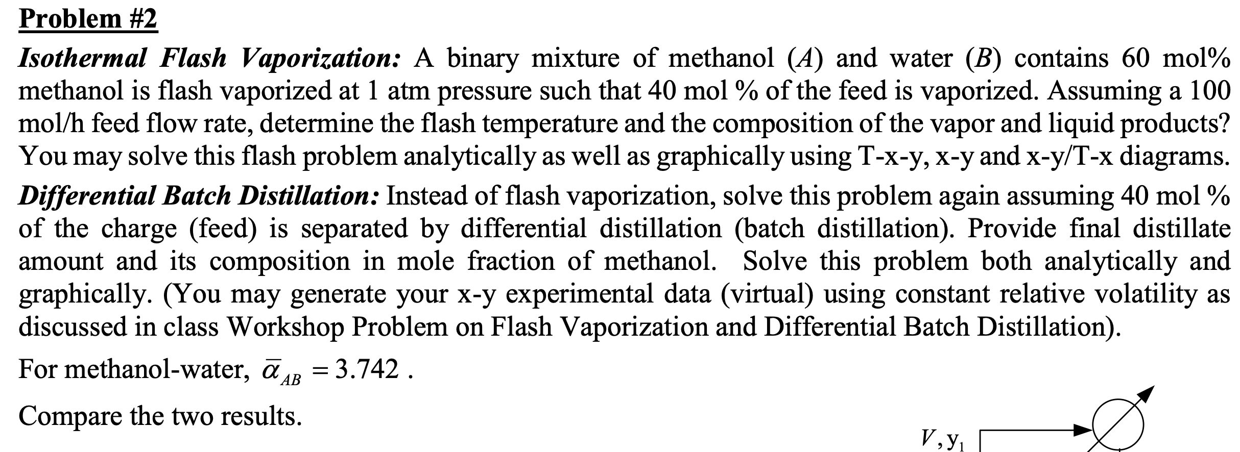 Solved Problem #2 Isothermal Flash Vaporization: A binary | Chegg.com