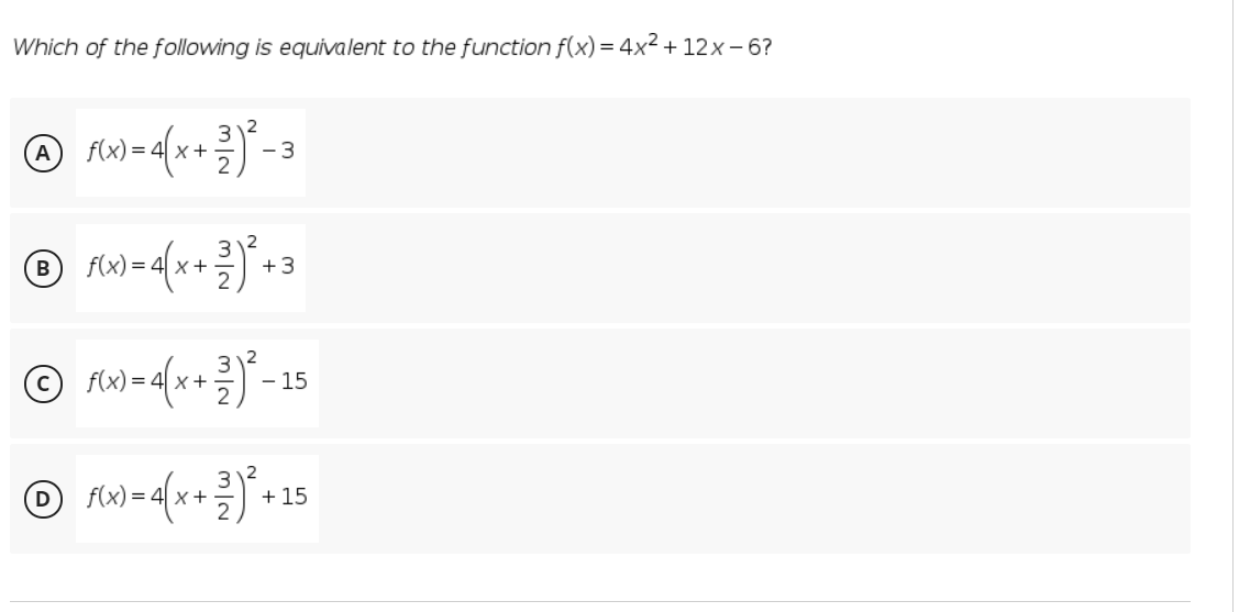 Solved Which of the following is equivalent to the function | Chegg.com