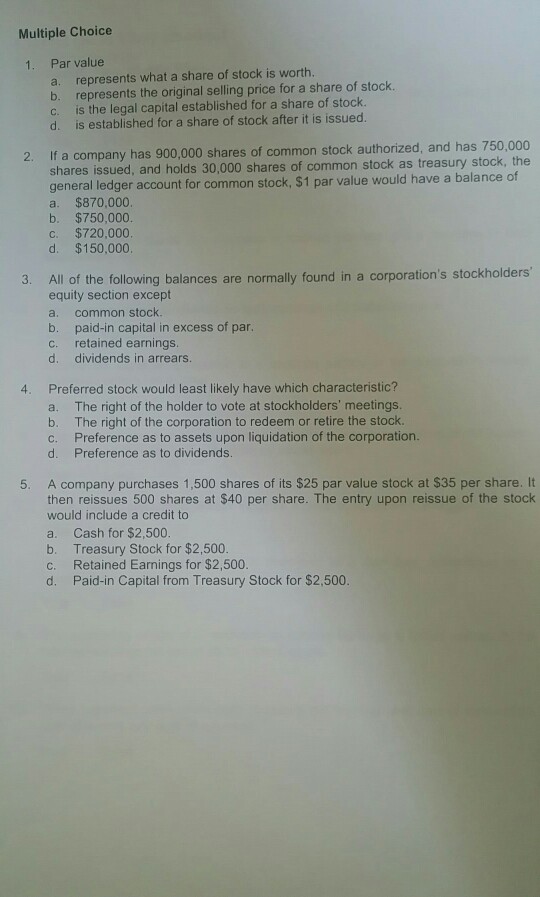 Solved CH13.1 Do In Class Handout Circle the correct answer | Chegg.com