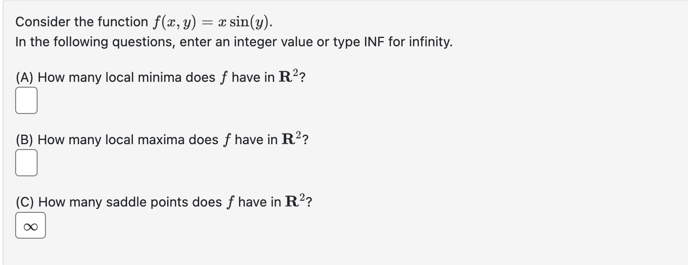 Solved Consider the function f(x,y)=xsin(y). In the | Chegg.com