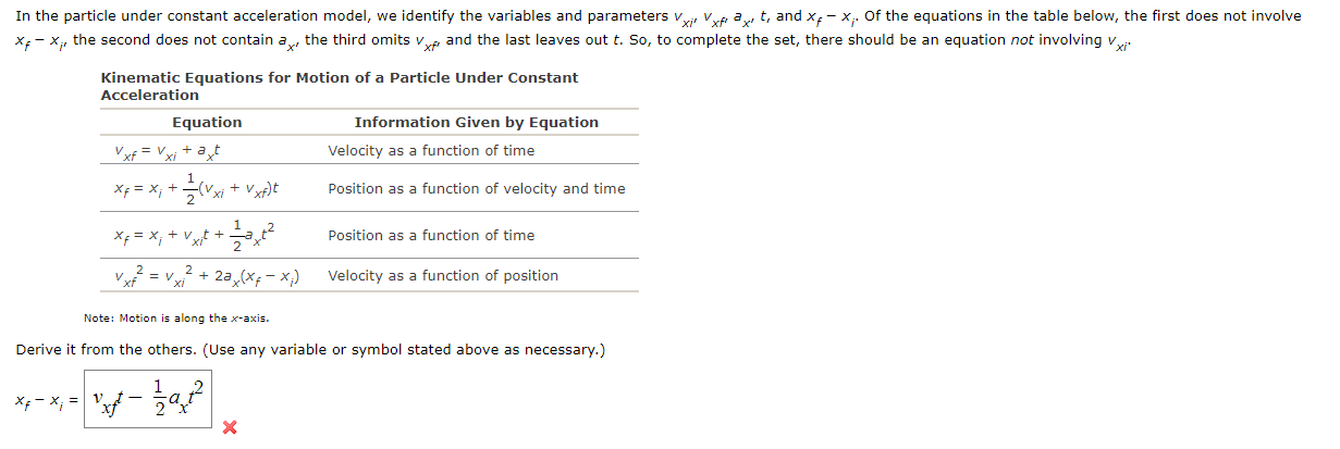 Solved In the particle under constant acceleration model, we | Chegg.com
