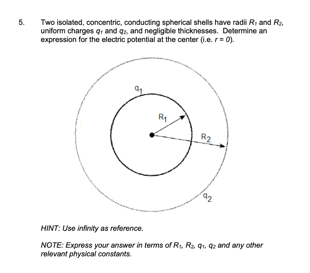 Solved 5. Two isolated, concentric, conducting spherical | Chegg.com