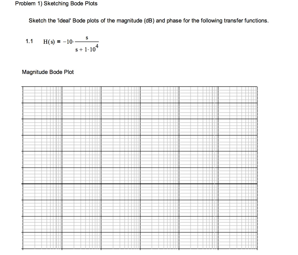 Solved Problem 1) Sketching Bode Plots Sketch the 'ideal | Chegg.com Solved Problem 1) Sketching Bode Plots Sketch the 'ideal | Chegg.com