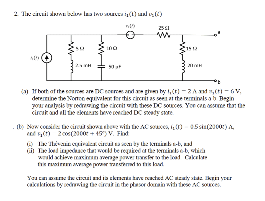 Solved The circuit shown below has two sources i1(t) ﻿and | Chegg.com