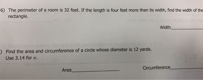 Solved 6) The perimeter of a room is 32 feet. If the length | Chegg.com