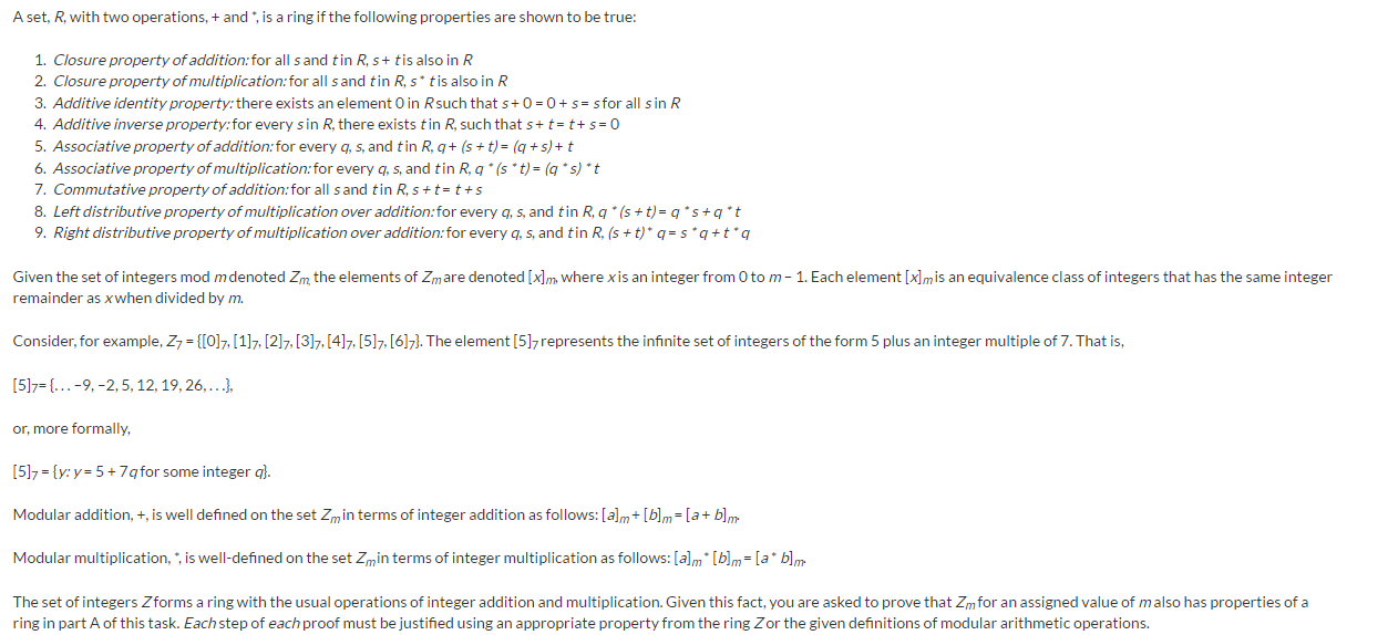 Solved Using the fact that Z is a ring, prove the following | Chegg.com