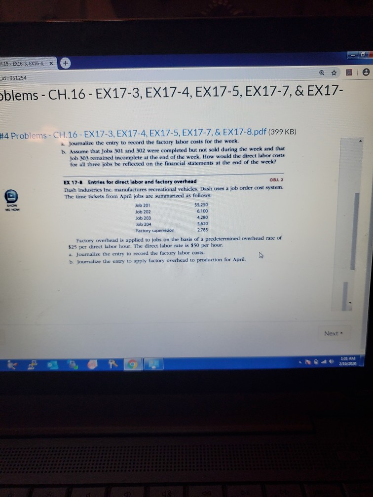 Solved 4 Problems - CH.16 - EX17-3, EX17-4, EX17-5, EX17-7, | Chegg.com