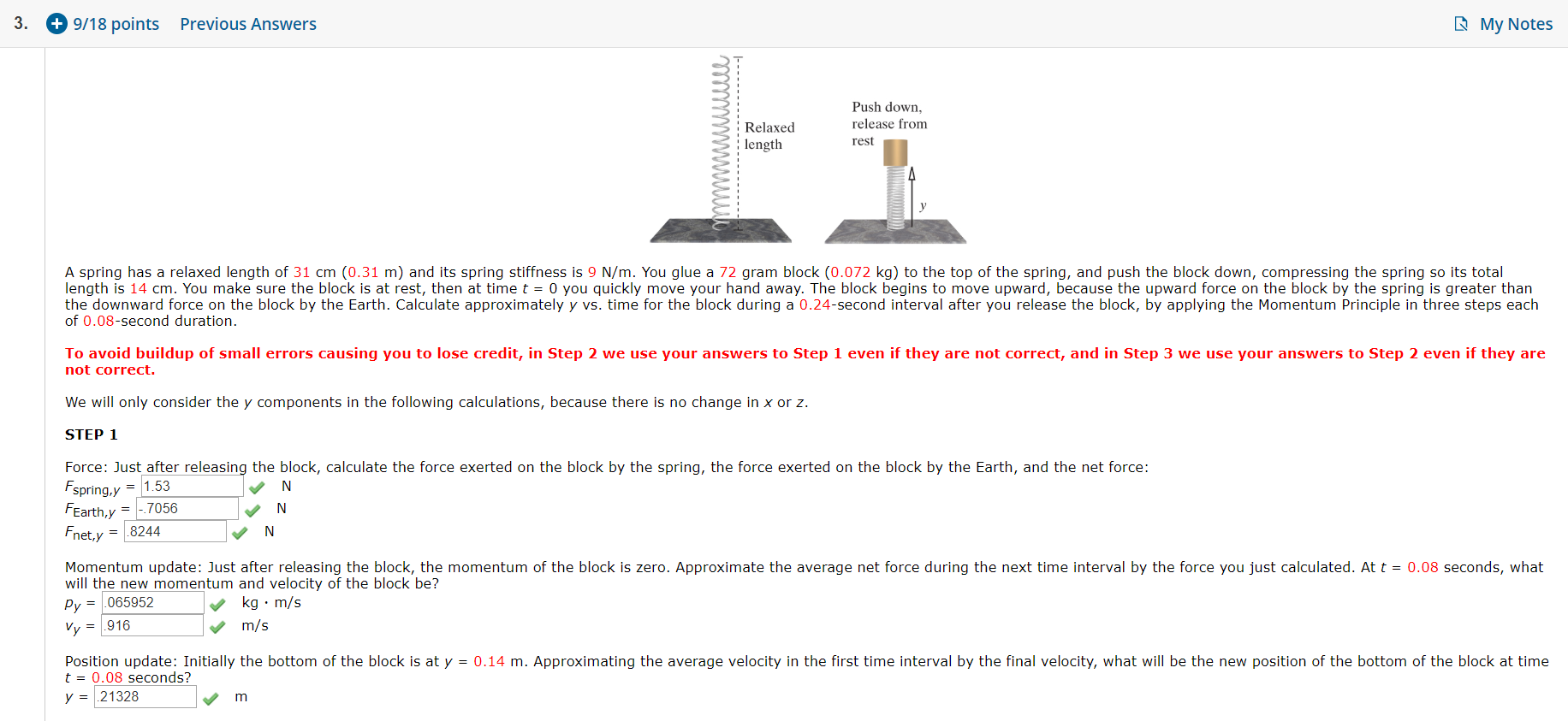 Solved + 9/18 points 3. A My Notes Previous Answers Push | Chegg.com