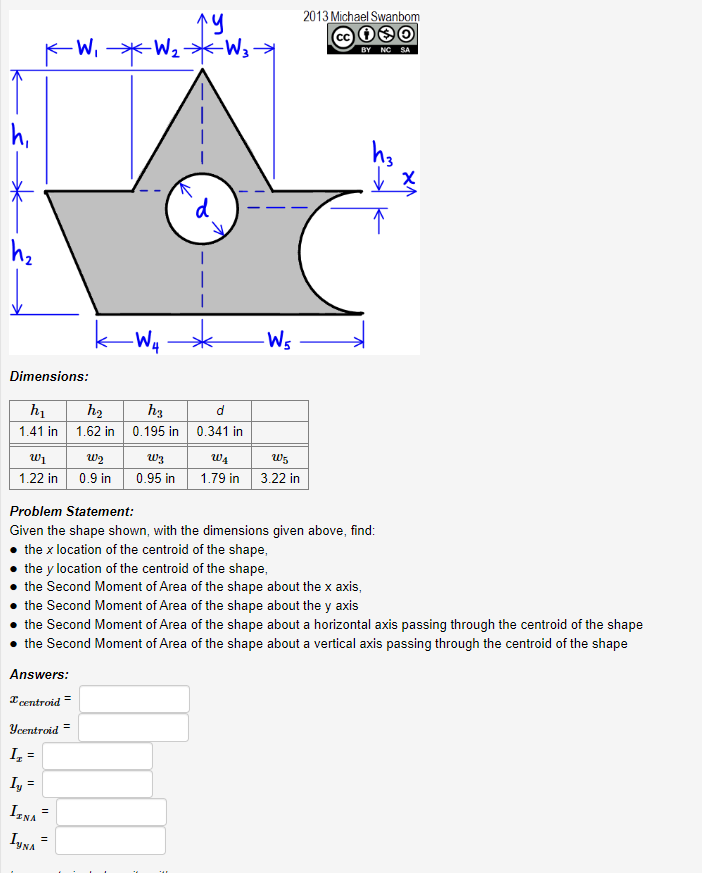 Dimensions: Problem Statement: Given the shape shown, | Chegg.com