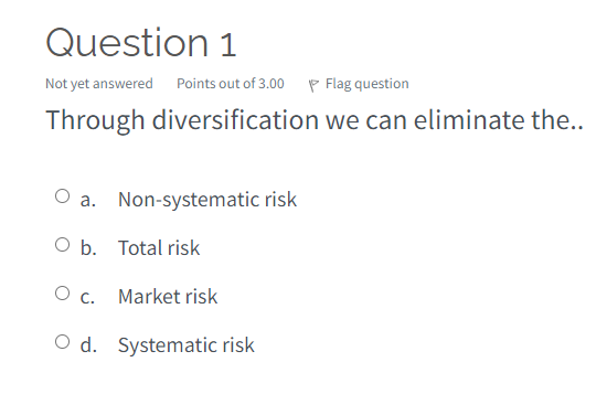 Solved Through diversification we can eliminate the.. a. | Chegg.com