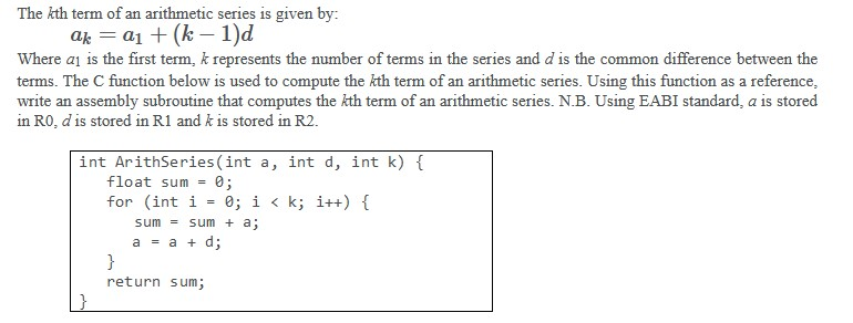 Solved The kth term of an arithmetic series is given by: ak | Chegg.com