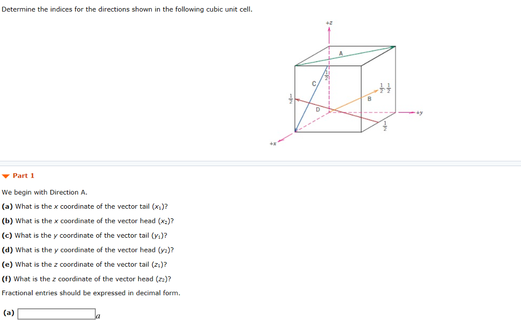 Solved Determine the indices for the directions shown in the | Chegg.com