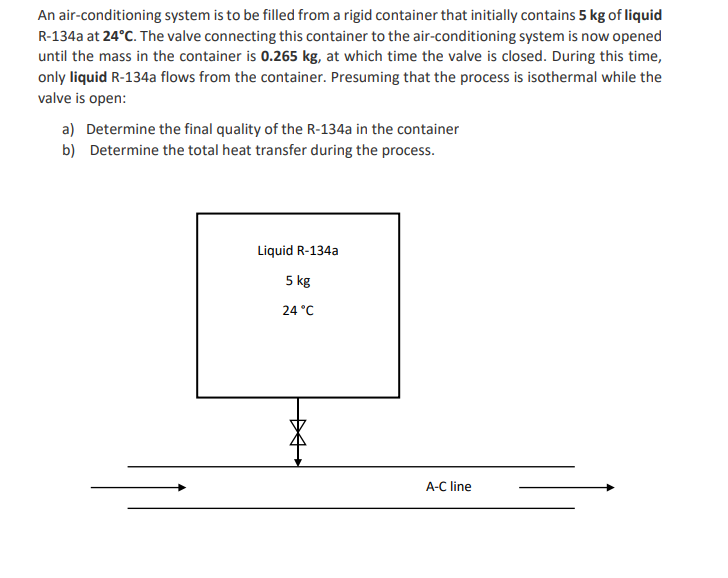 Solved An air-conditioning system is to be filled from a | Chegg.com