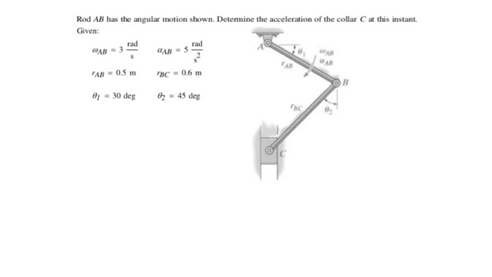 Solved Rod AB has the angular motion shown. Detenmine the | Chegg.com