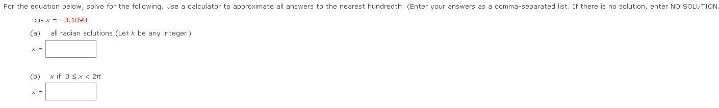 Solved For the equation below, solve for the following. Use | Chegg.com