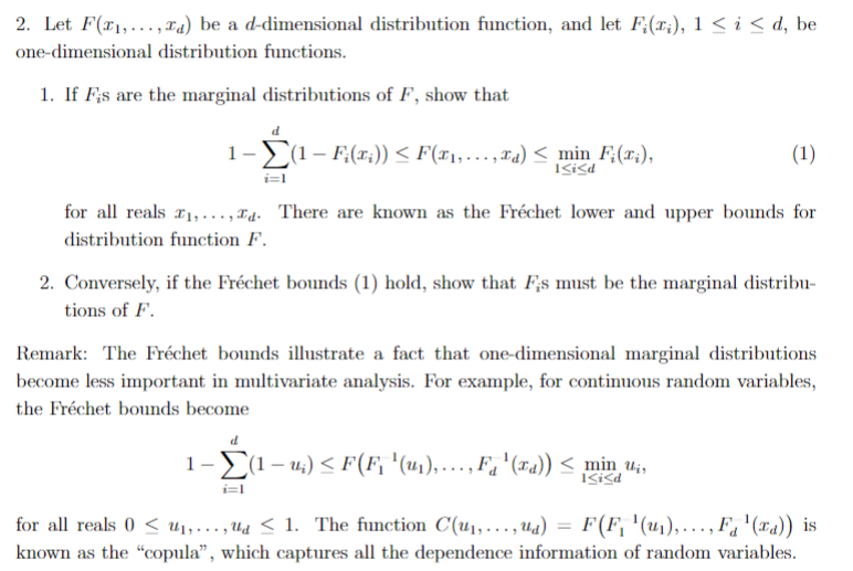Solved Let F(x1,dots,xd) ﻿be a d-dimensional distribution | Chegg.com