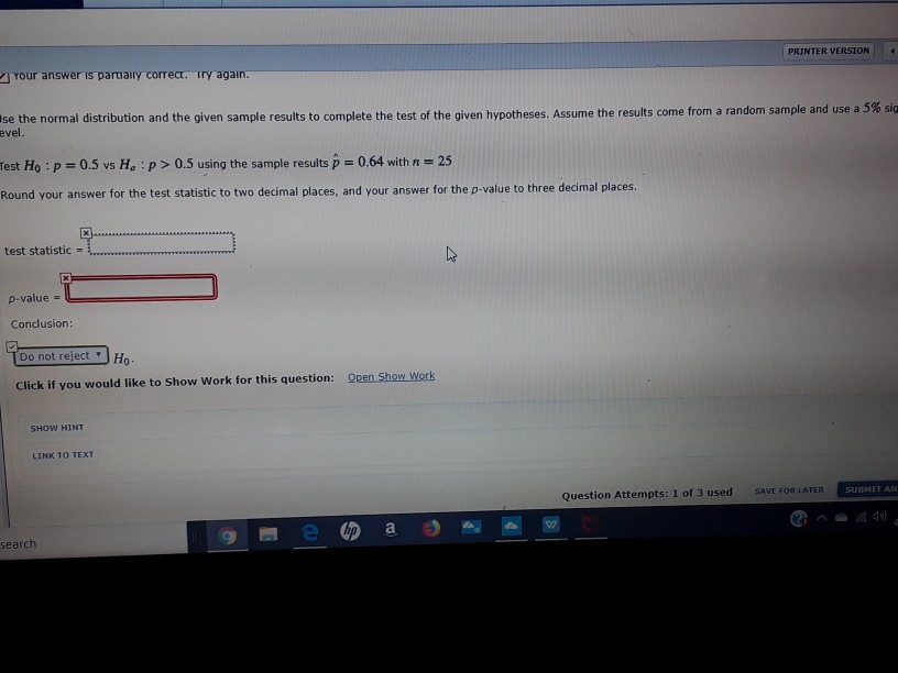 Solved PRINTER VERSION your answer is partially correct. Try | Chegg.com