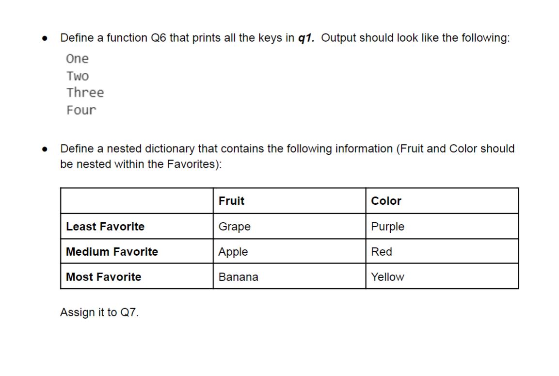 Solved \r\n\r\n- Create a dictionary called Q4 that contains | Chegg.com