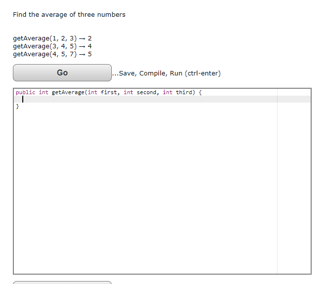 Solved Find the average of three numbers getAverage(1, 2, 3) | Chegg.com