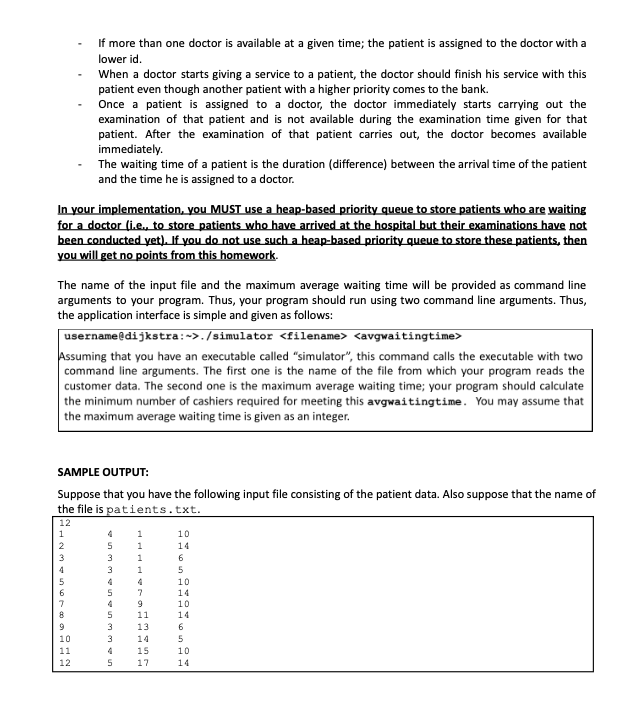 Solved Hospital Simulation In this programming assignment, | Chegg.com
