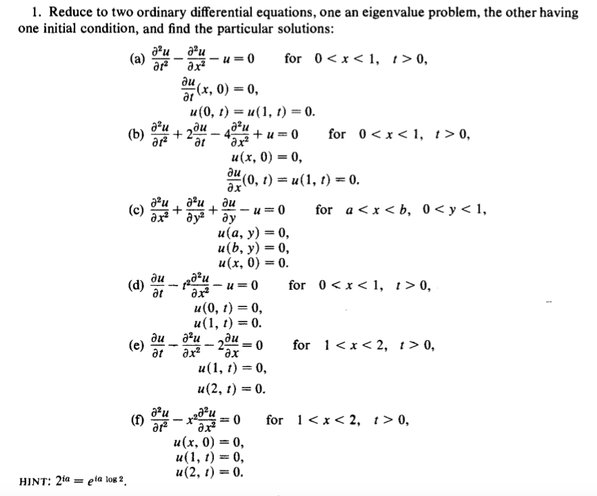 де? ди 1. Reduce to two ordinary differential | Chegg.com
