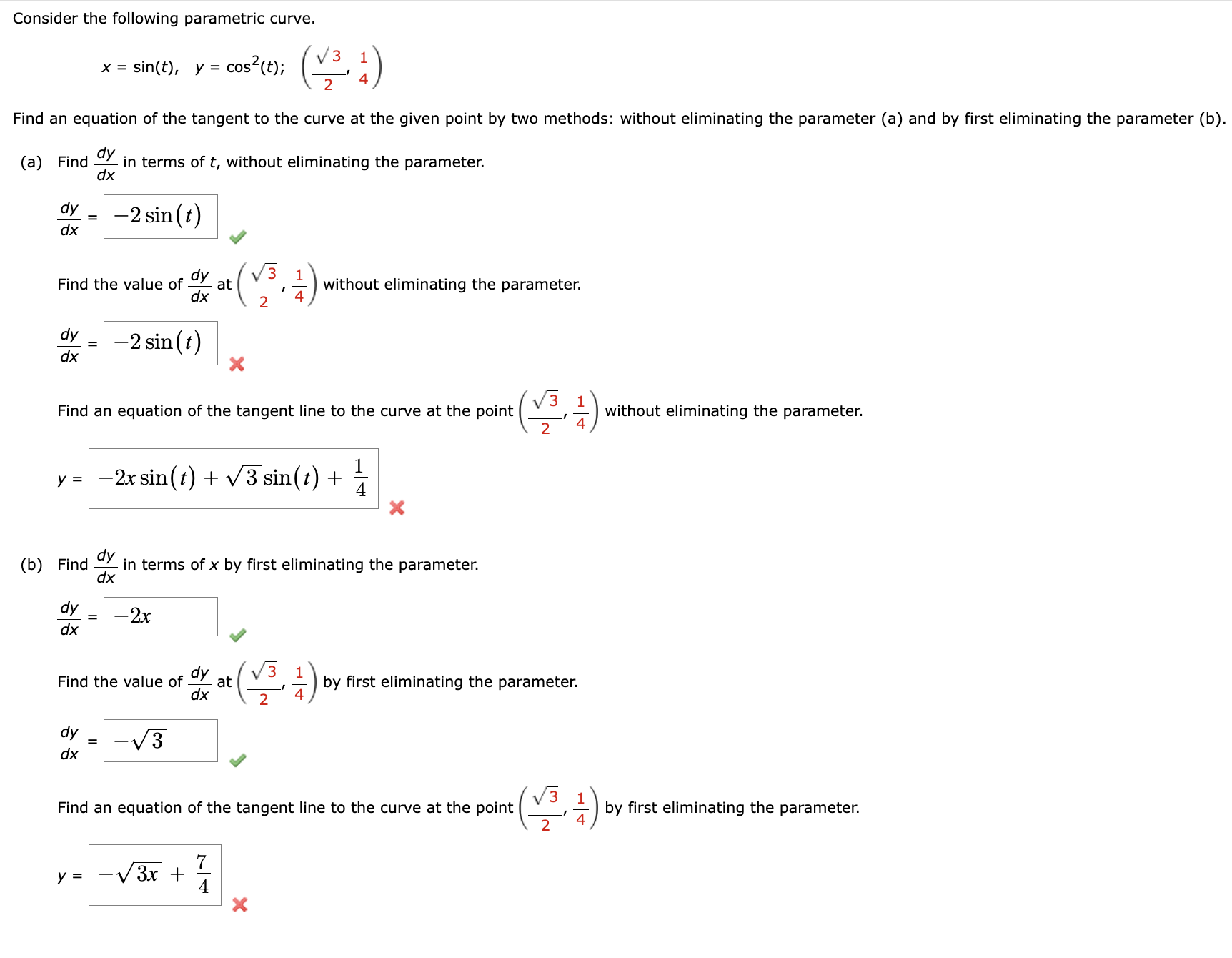 Solved Consider the following parametric curve. | Chegg.com