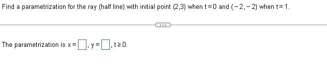 Solved Find a parametrization for the ray (half line) with | Chegg.com