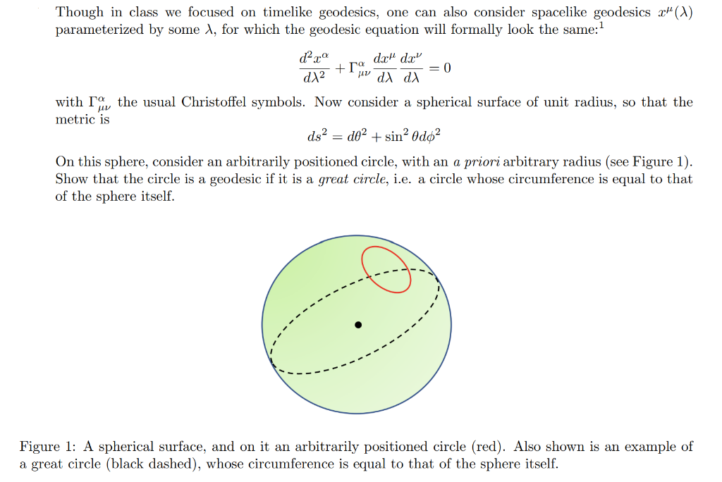 Solved Though in class we focused on timelike geodesics, one | Chegg.com