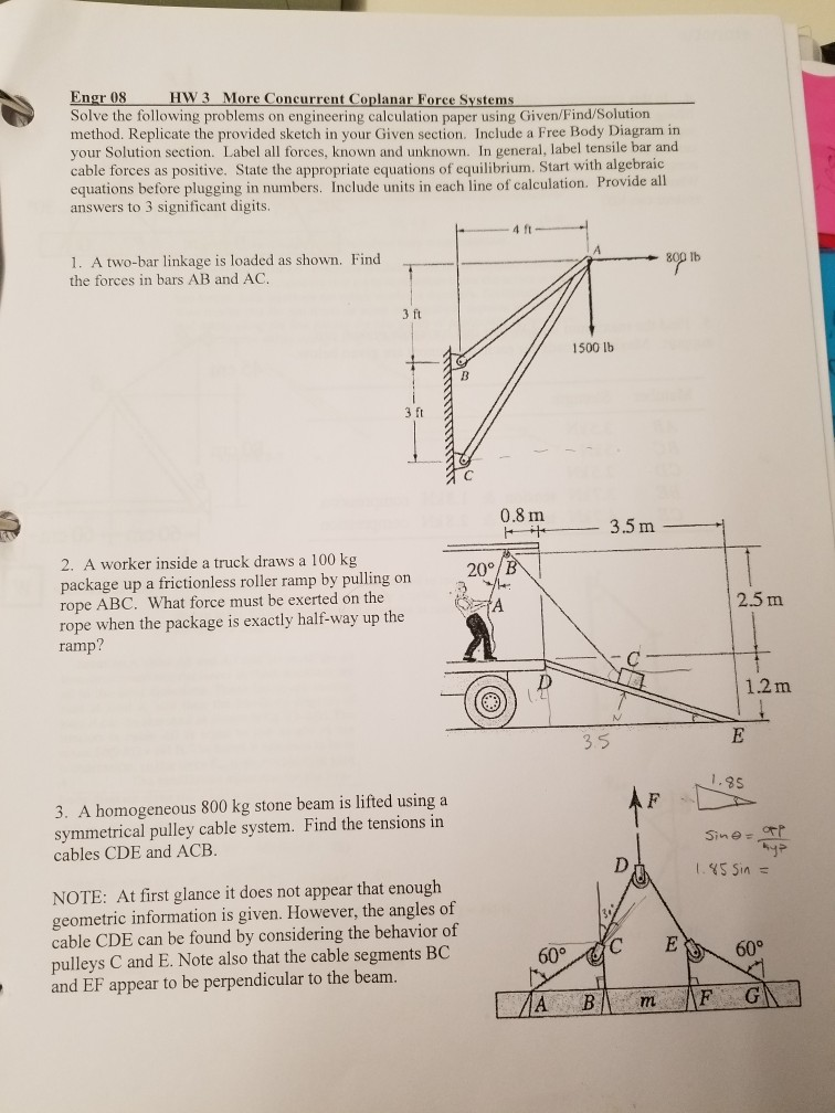 Solved Engr 08 HW3 More Concurrent Coplanar Force Systems | Chegg.com