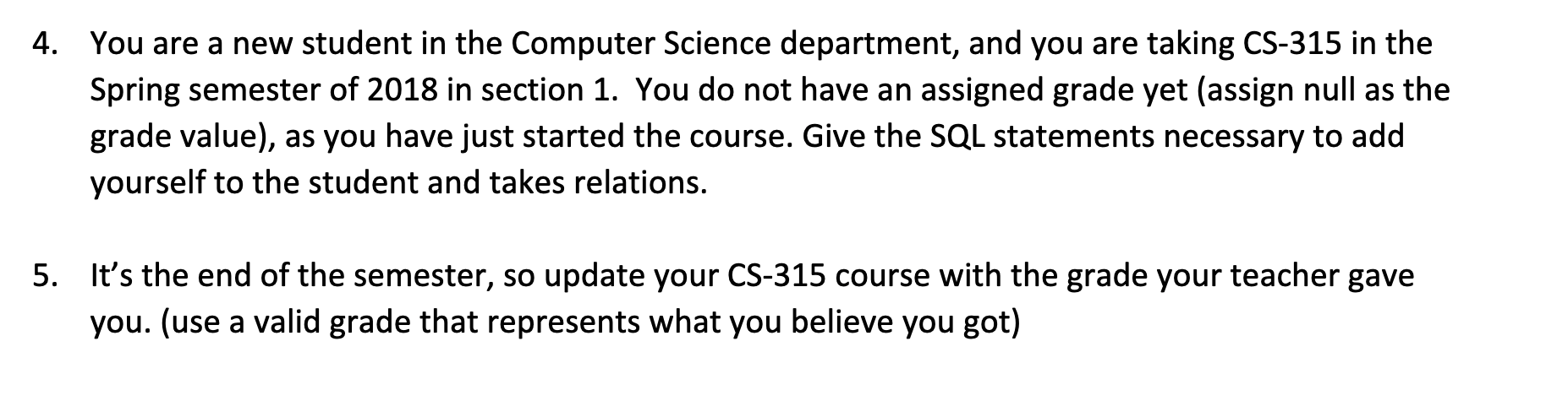 Solved takes student ID course id sec id semester wear grade | Chegg.com