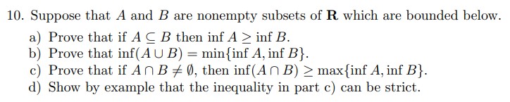 Solved 10. Suppose that A and B are nonempty subsets of R | Chegg.com