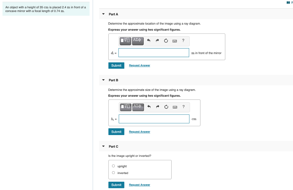 Solved An object with a height of 35 cm is placed 2.4 m in | Chegg.com