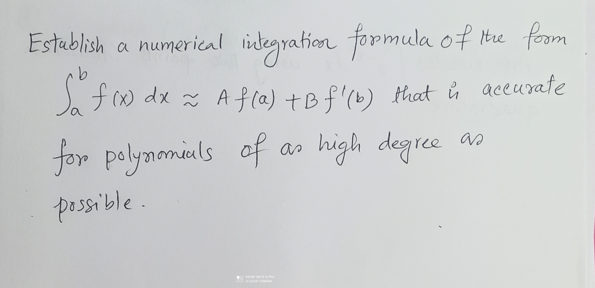 Solved Establish a numerical integration formula of the form | Chegg.com