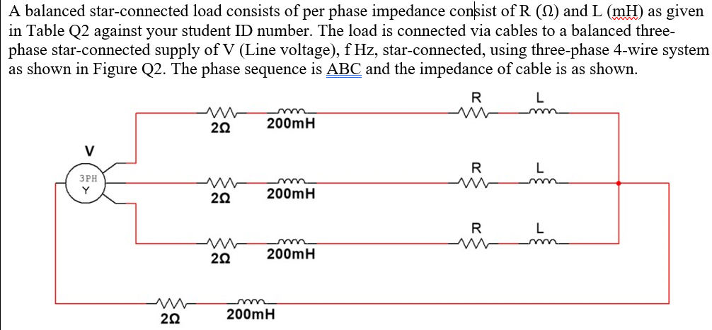 Solved A balanced star-connected load consists of per phase | Chegg.com