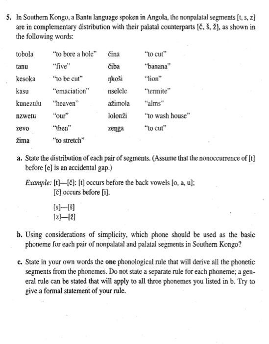 In Southern Kongo, a Bantu language spoken in Angola, | Chegg.com