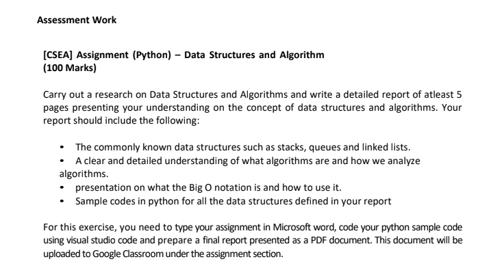 Solved Assessment Work [CSEA] Assignment (Python) – Data | Chegg.com