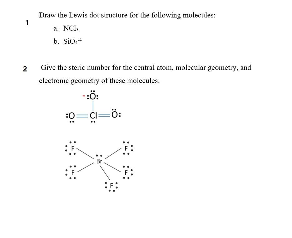 Solved Draw the Lewis dot structure for the following | Chegg.com