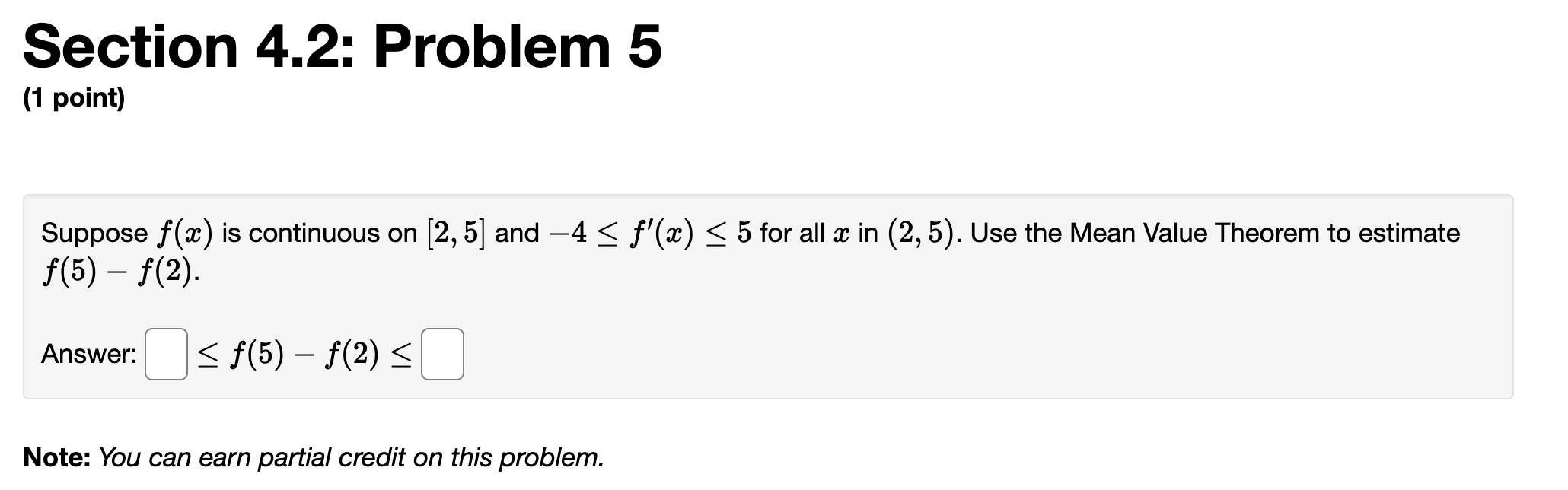Solved Section 4.2: Problem 5 (1 point) Suppose f(x) is | Chegg.com