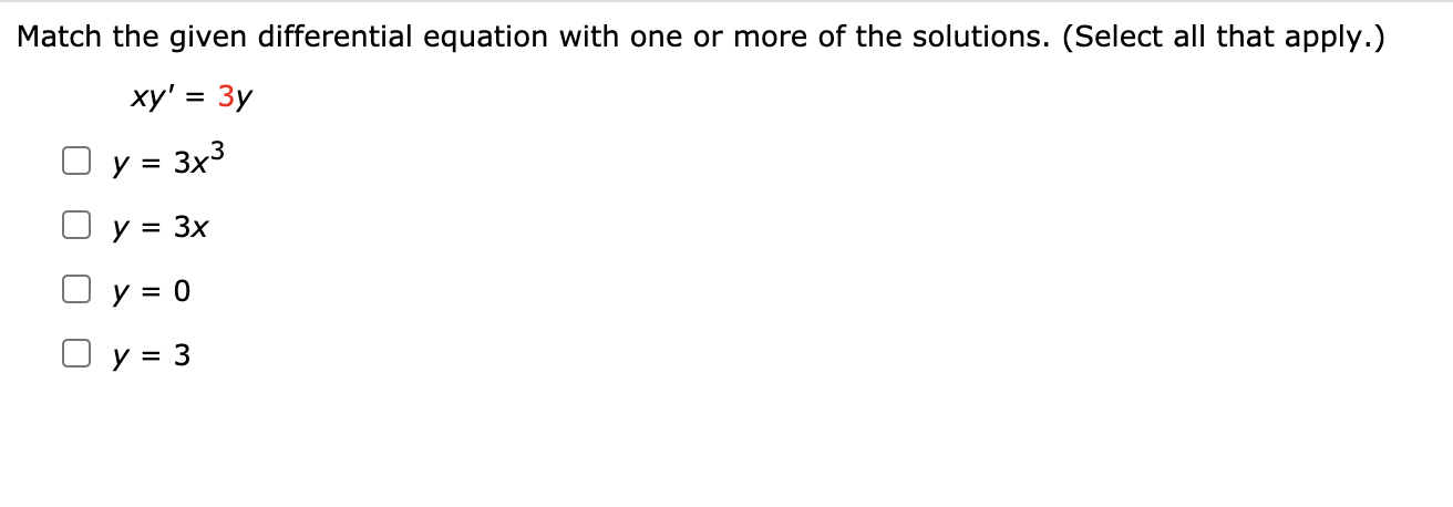 Solved Match the given differential equation with one or | Chegg.com