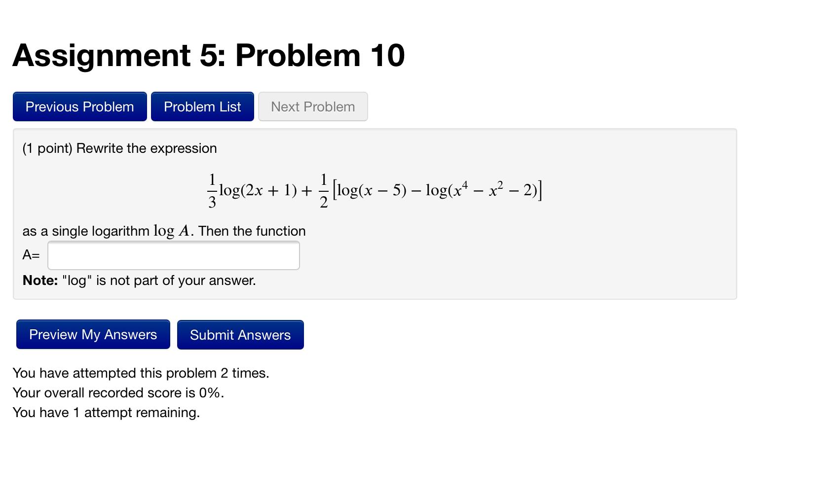 Solved Assignment 5: Problem 10 (1 point) Rewrite the | Chegg.com