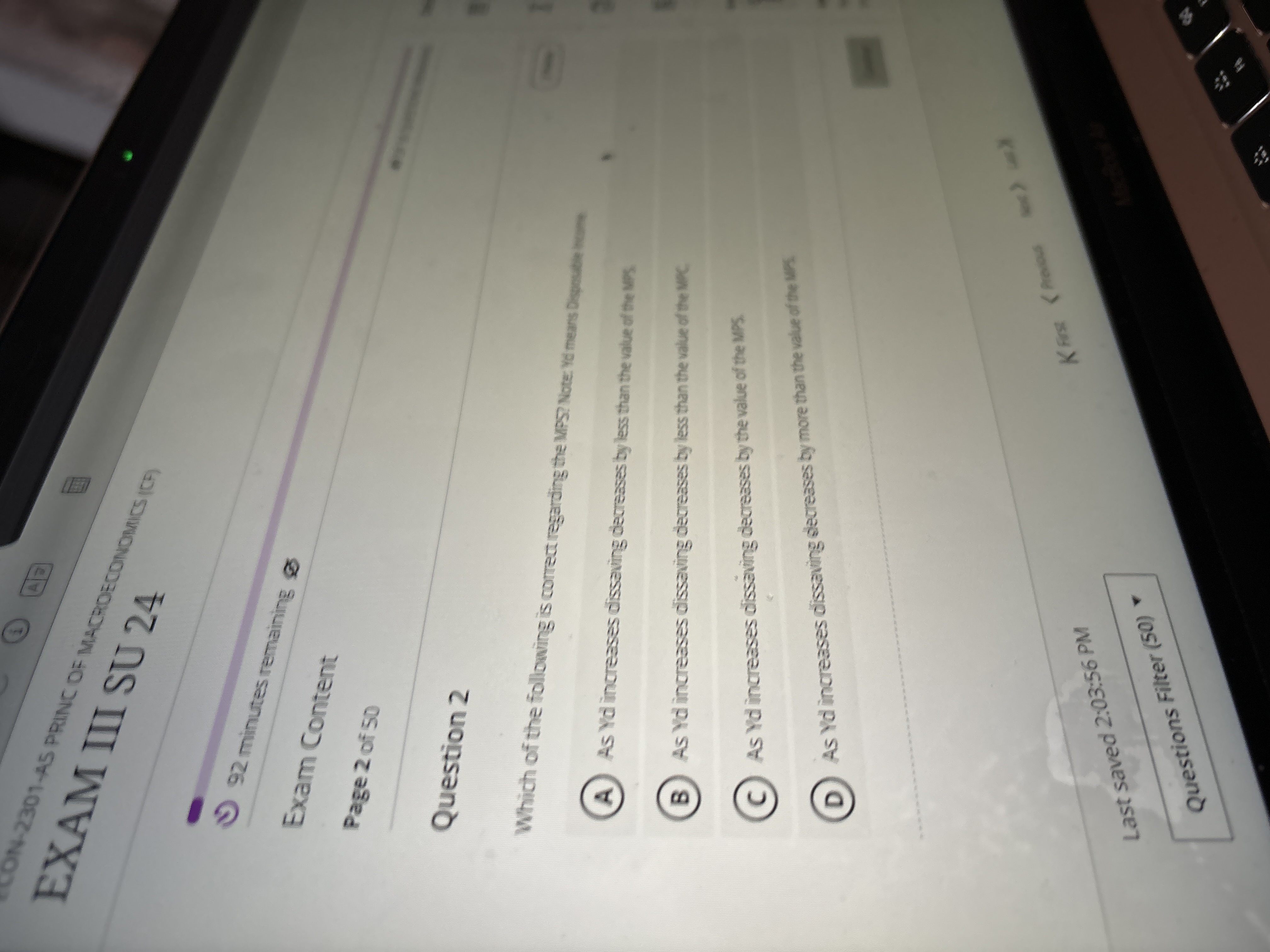 Solved 92 ﻿minutes remainingExam ContentPage 2 ﻿of | Chegg.com