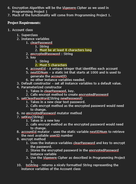 Solved Project Outcomes: Use Java to 1. Implement a super | Chegg.com