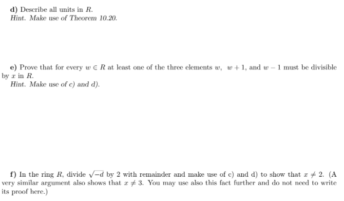 Solved Question 4 Let d > 5 be a square free integer (that | Chegg.com