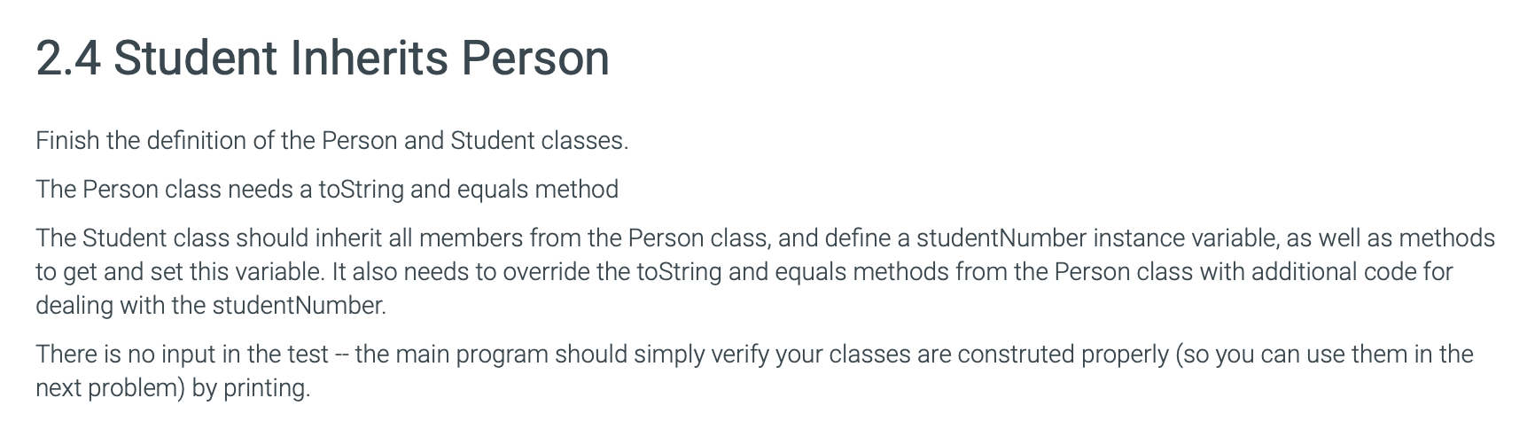 Solved 2.4 Student Inherits Person Finish the definition of | Chegg.com