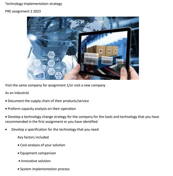 Solved Technology Implementation strategy PRE assignment | Chegg.com