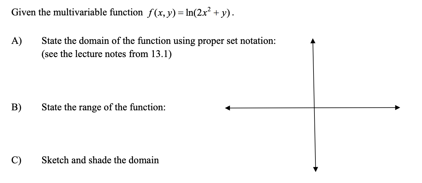 Solved Given the multivariable function f(x, y) = ln(2x² + | Chegg.com