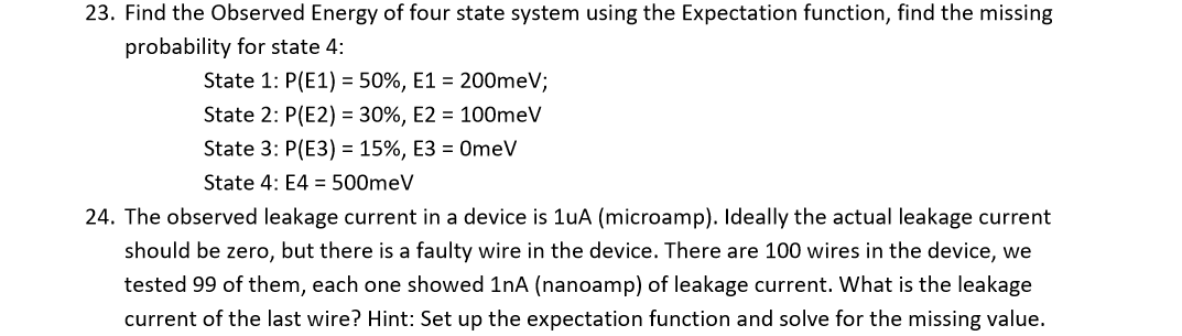 Solved 23. Find the Observed Energy of four state system | Chegg.com