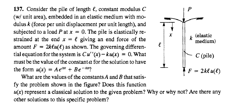 Solved 137. Consider the pile of length ℓ, constant modulus | Chegg.com